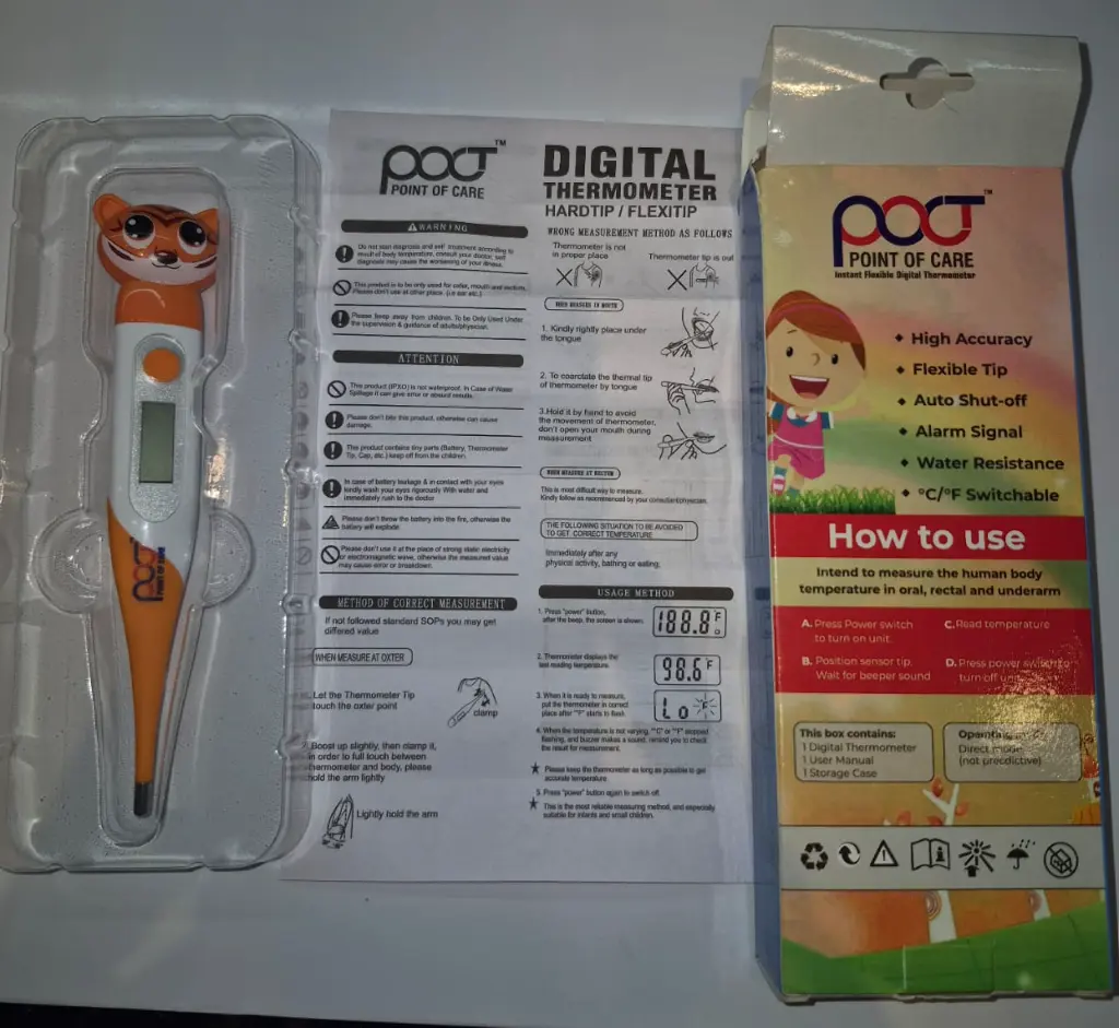 POCT Tiger Digital Thermometer | Soft Tip | Fast Reading